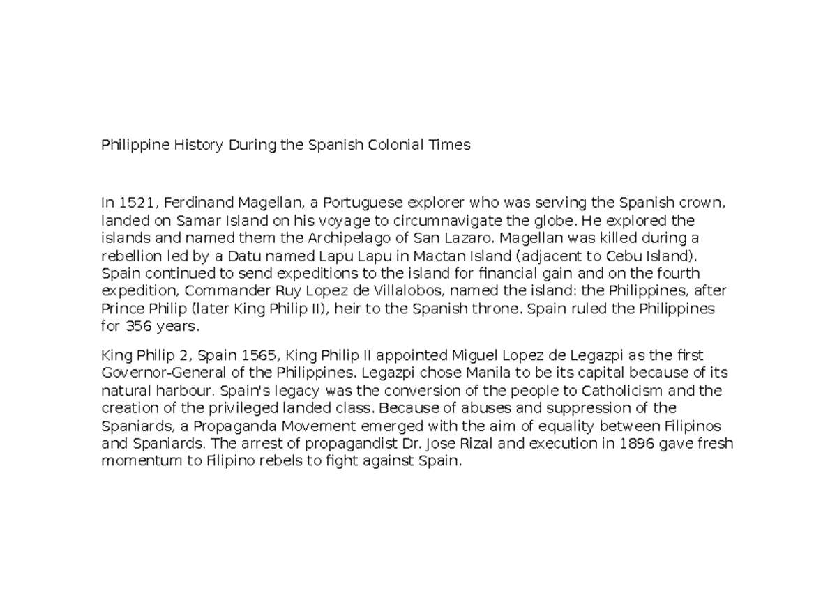 Philippine History During the Spanish Colonial Times - He explored the ...