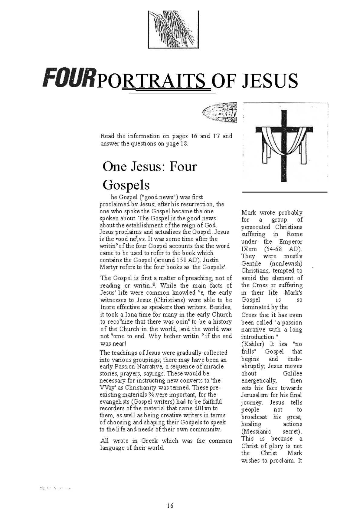 Four Portraits of Jesus - PORTRAITS OF JESUS Read the information on ...
