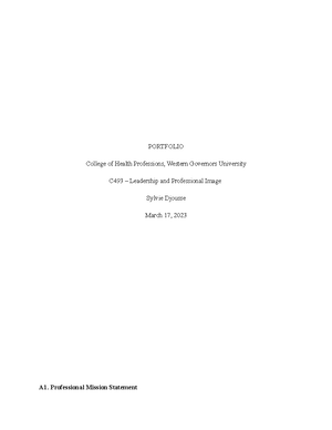 Final Portfolio - A1. Professional Mission Statement My ultimate career ...