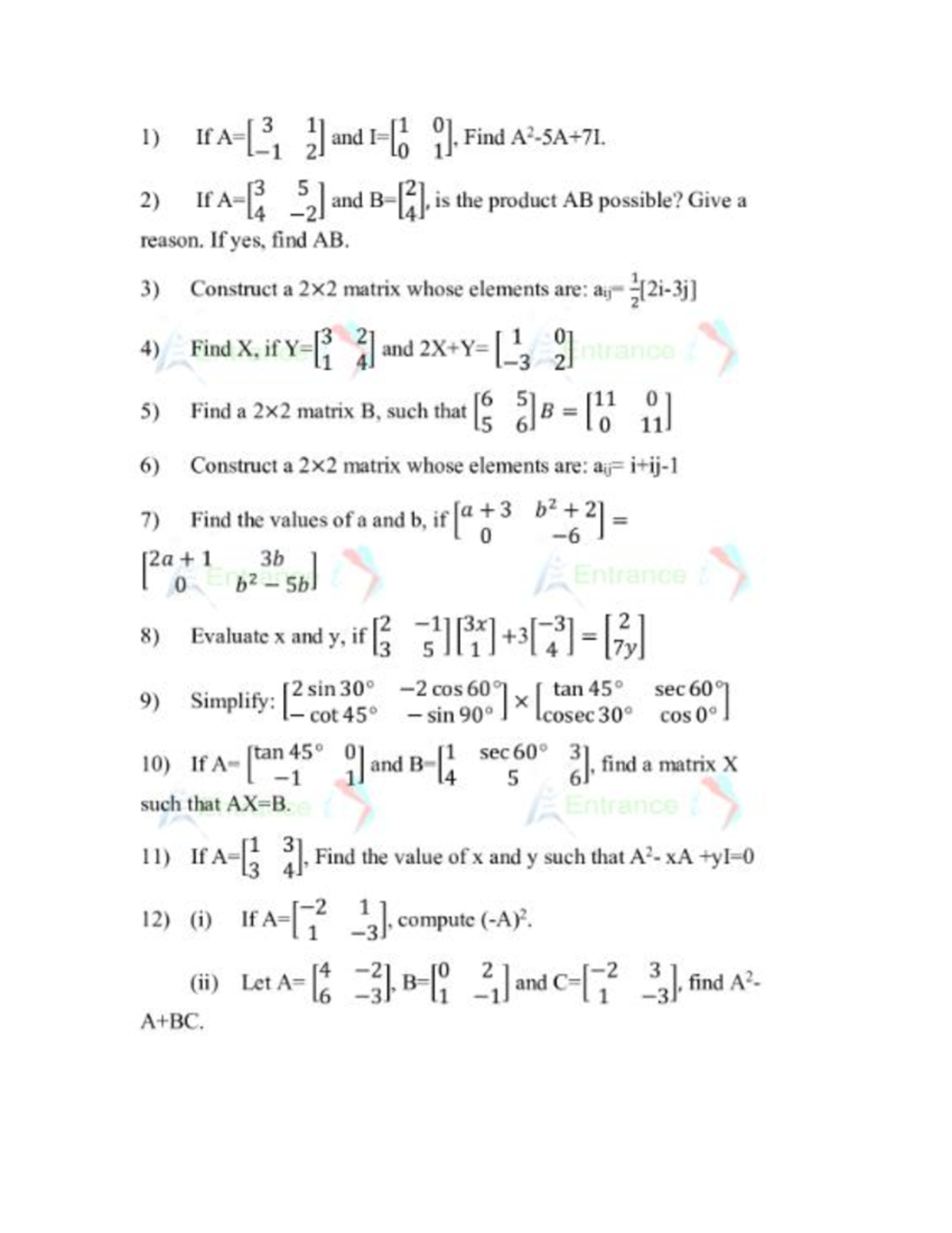 Matrix test - Discrete Mathematics - Studocu