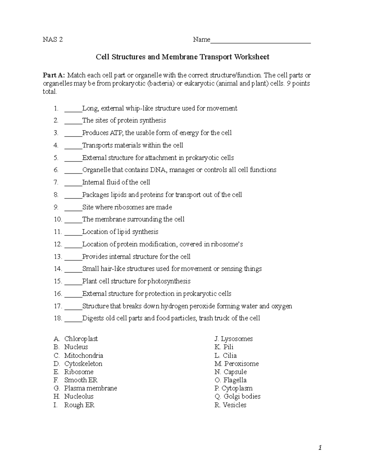 Cell and Membrane HW NAS Sum21-1 - NAS 2 - TCC - Studocu