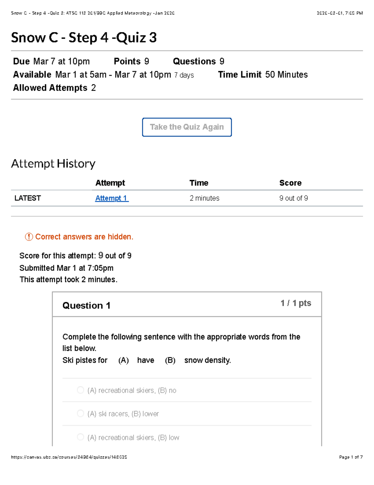 Snow C - Step 4 -Quiz 3: ATSC 113 201:99C Applied Meteorology -Jan 2020 ...