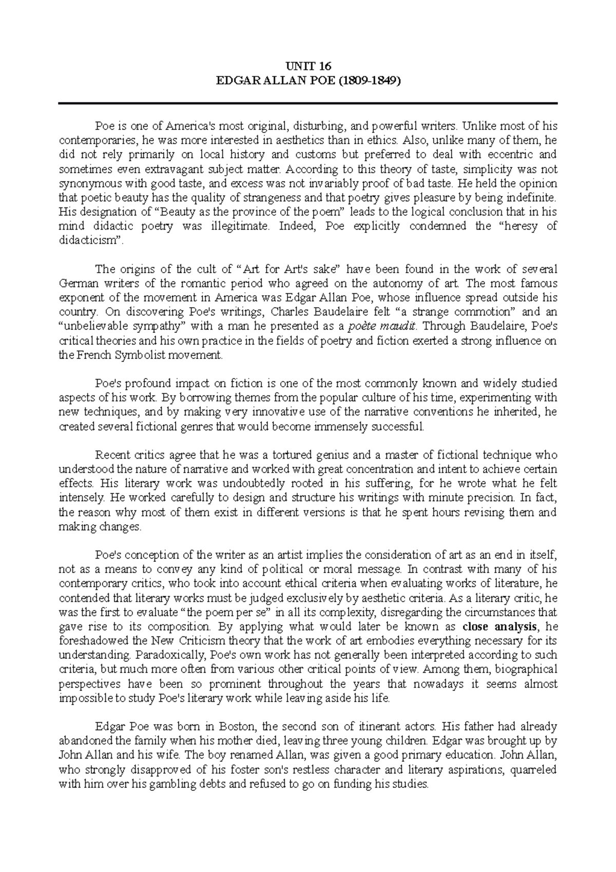 Edgar Allan Poe Unit at Jeffrey Tucker blog