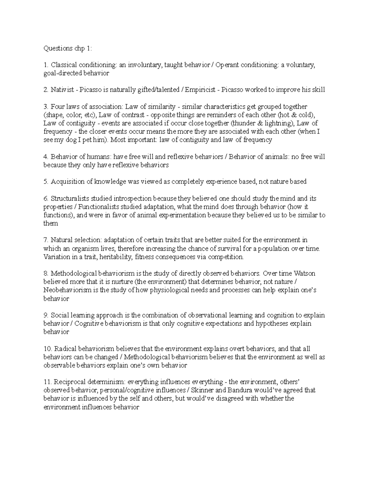 Textbook/Lecture Chapter 1 Study Questions - Questions chp 1: Classical ...