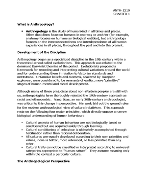 ANTH 1210 (2022) - Chapter 1 ANTH1210 Lecture Notes - Chapter 1: What ...