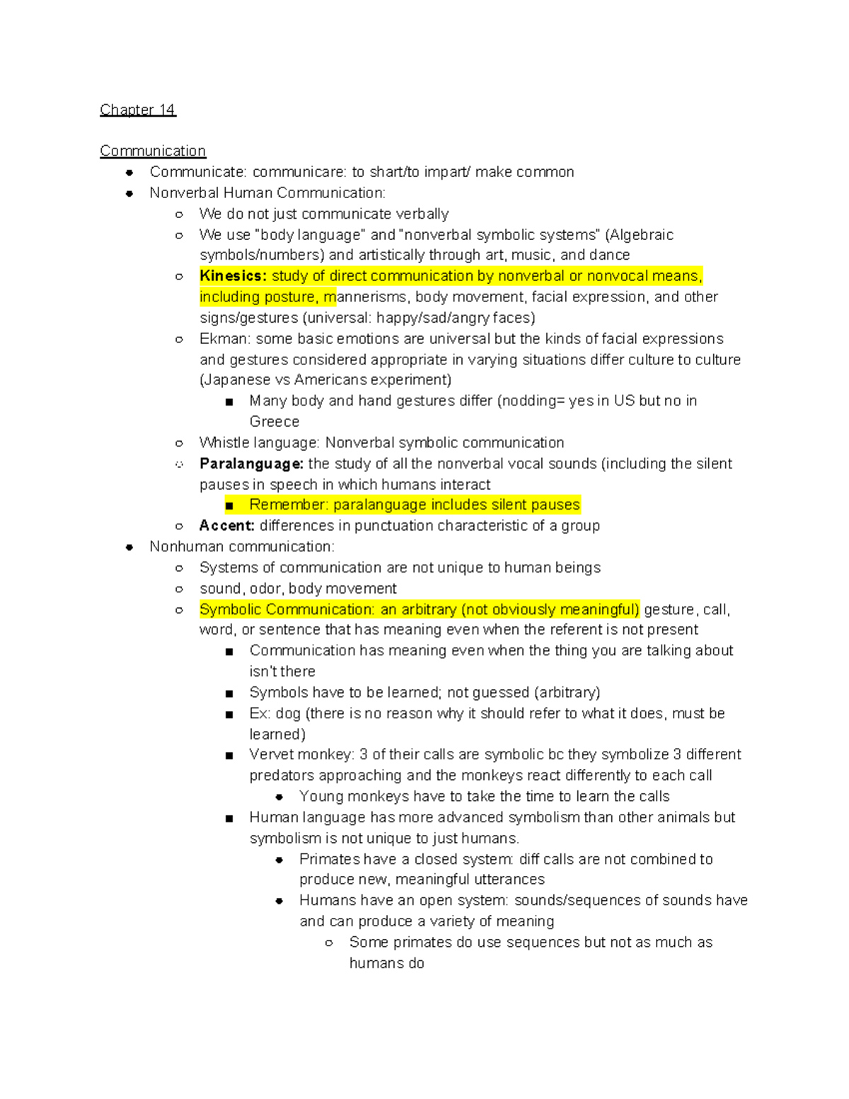 Final exam study guide - Chapter 14 Communication Communicate ...