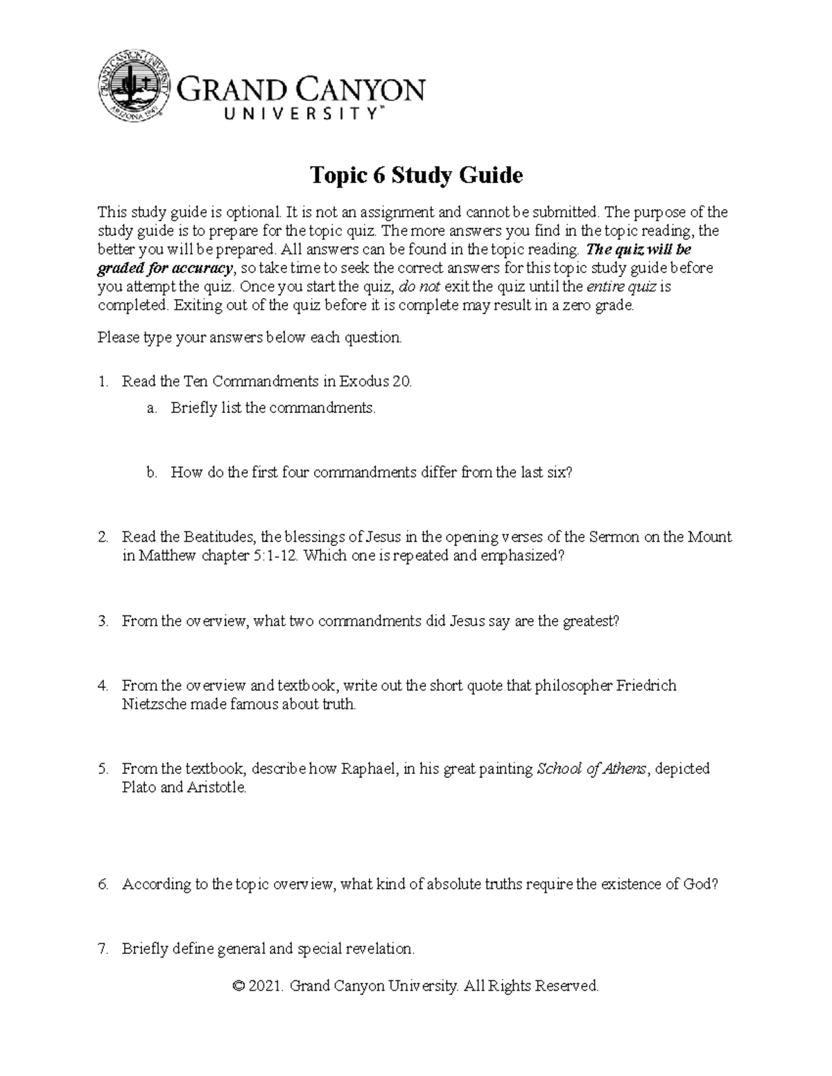 CWV-101-RS-T6Study Guide-Online - Topic 6 Study Guide This study guide ...