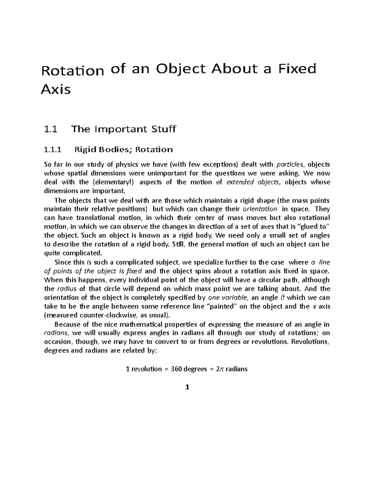 Rotation About A Fixed Axis Rotation Of An Object About A Fixed Axis