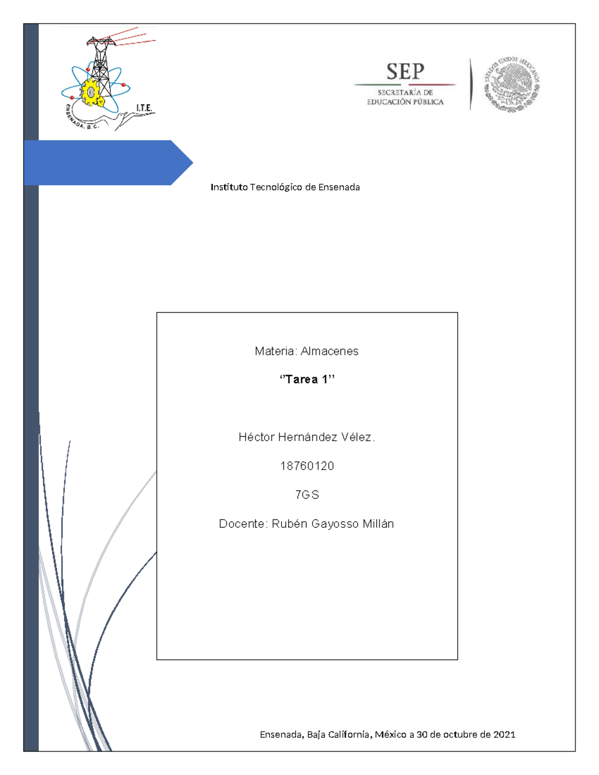 Tarea #1 - asdasdasdasd asdasdasd asdasdasd - Instituto Tecnológico de ...