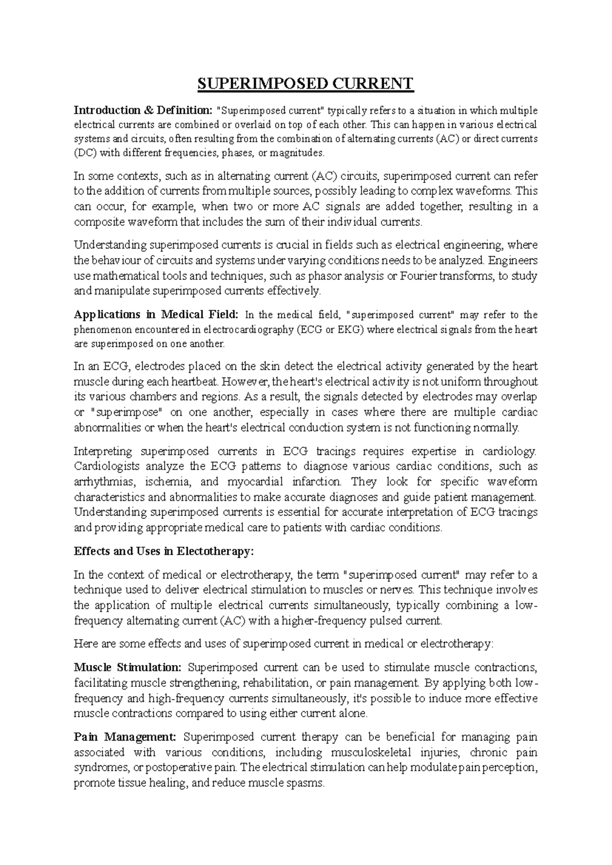 Electrotherapy - SUPERIMPOSED CURRENT Introduction & Definition ...