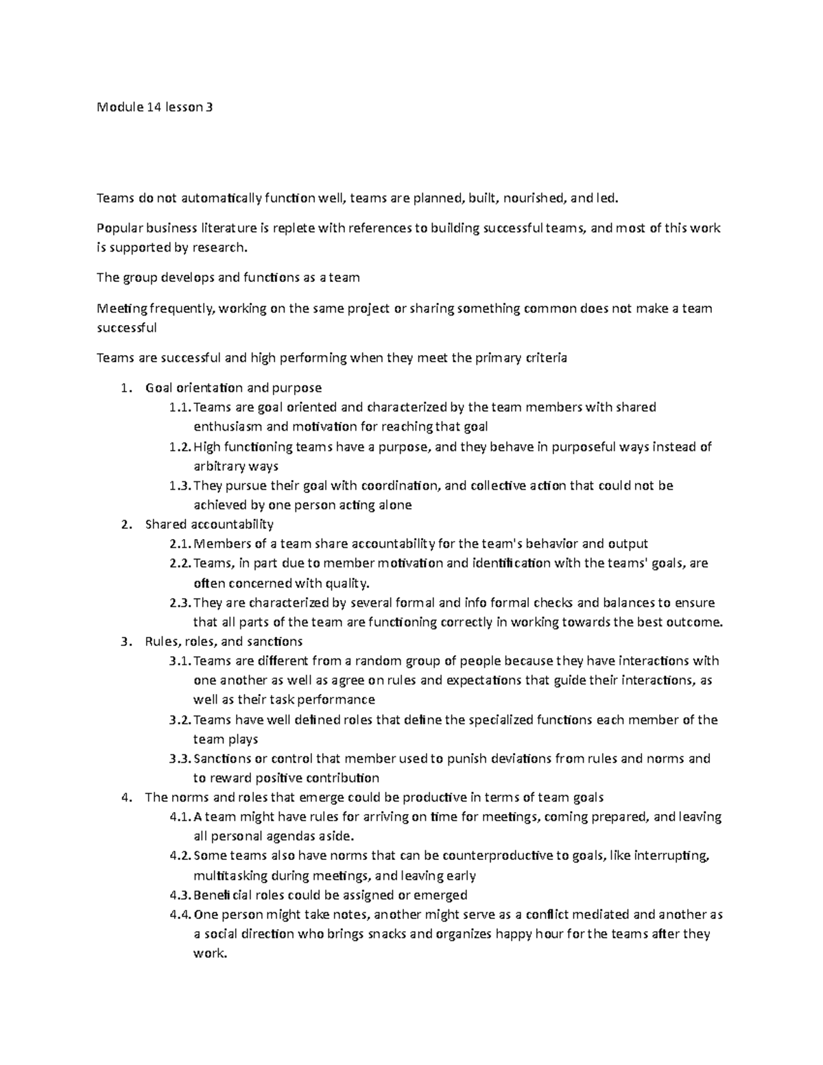 Module 14 lesson 3 - Module 14 lesson 3 Teams do not automatically ...