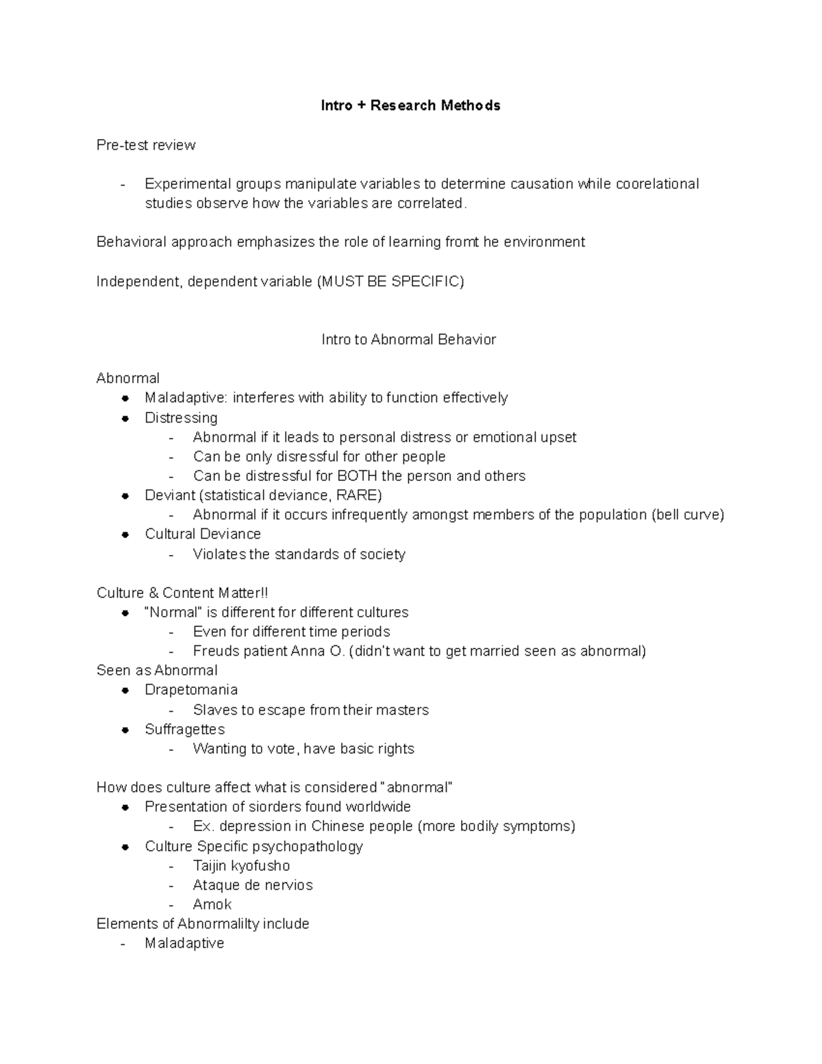 Intro + Research Methods - Intro + Research Methods Pre-test review ...