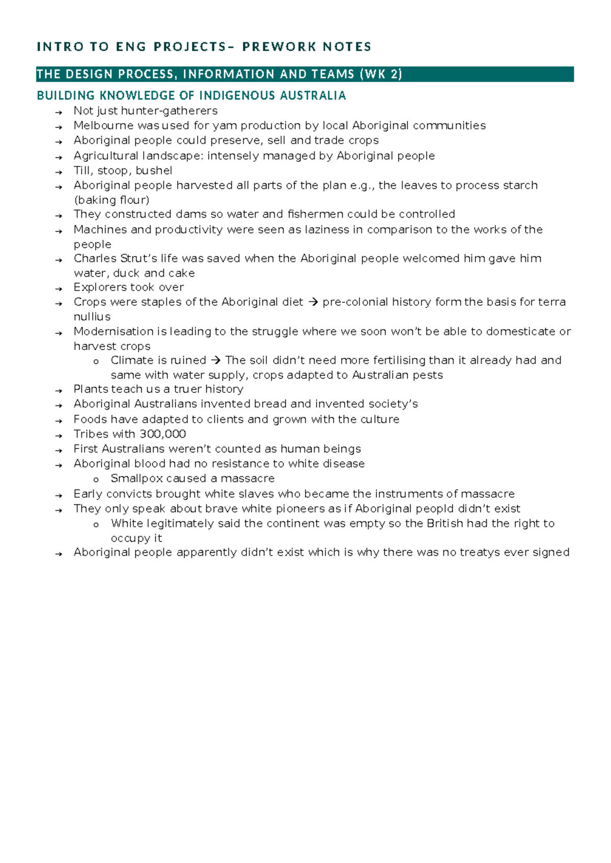 IEP prework notes - I N T R O T O E N G P R O J E C T S – P R E W O R K ...