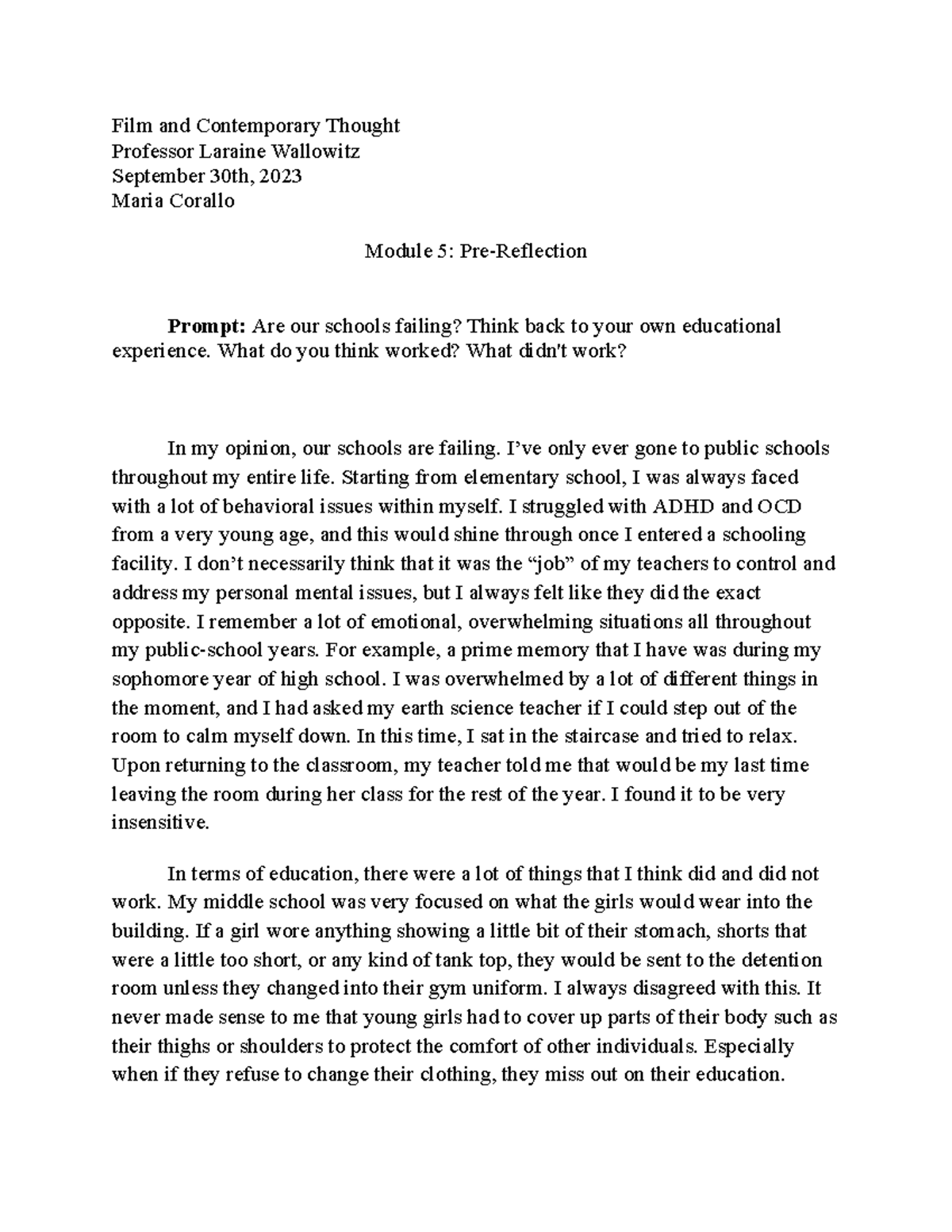 Reflection - Mod. 5 - my responses to some coursework questions - Film ...