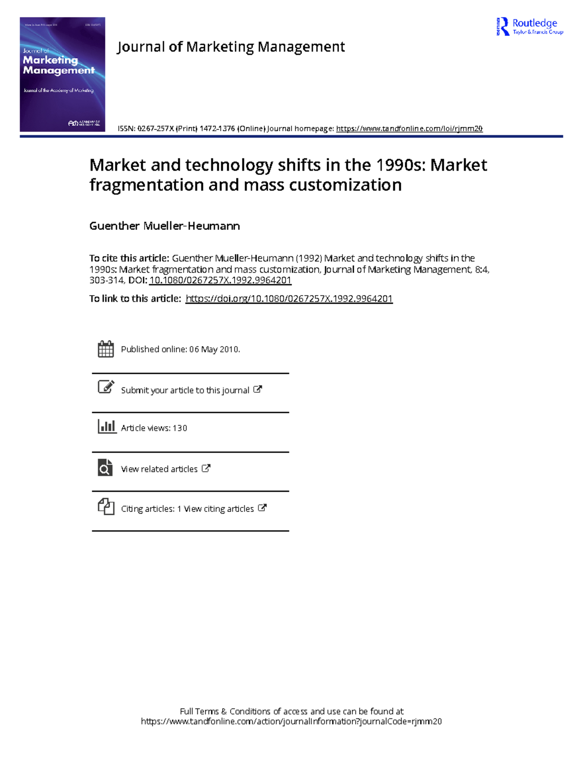 Market and technology shifts in the 1990s Market fragmentation and mass ...