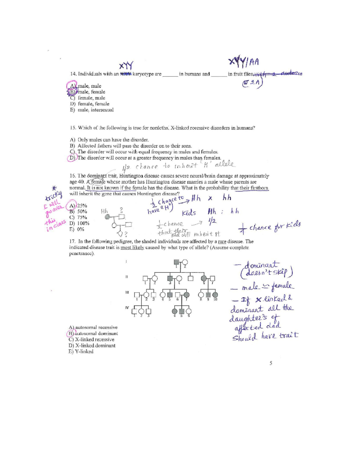 Genetics practie exam - BIOL 2500 - Studocu