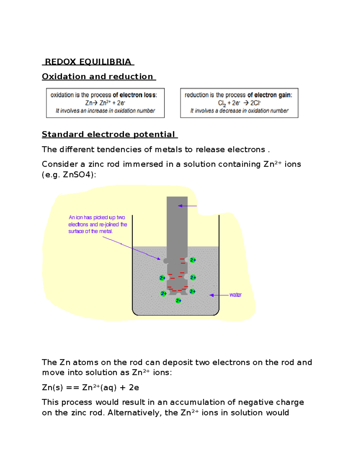 Redox equilibria 1 - Alevel notes on chemistry - REDOX EQUILIBRIA ...