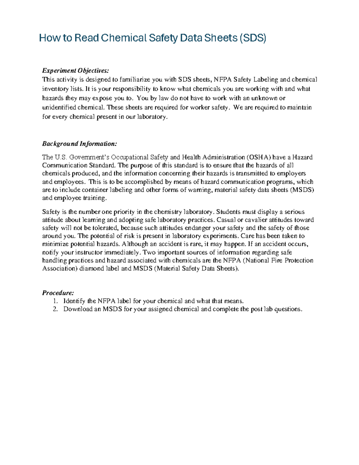 How to Read Chemical Safety Data Sheets - It is your responsibility to ...