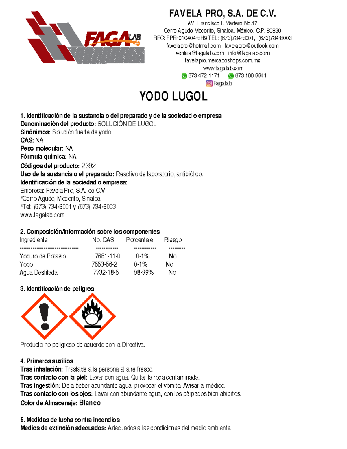 Yodo-lugol-concentrado Ficha tecnica - YODO LUGOL 1. Identificación de ...