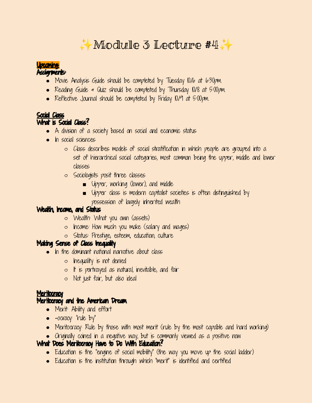 Module 3 Lecture 4 Notes Module 3 Lecture 4 Upcoming Assignments Movie Analysis Guide