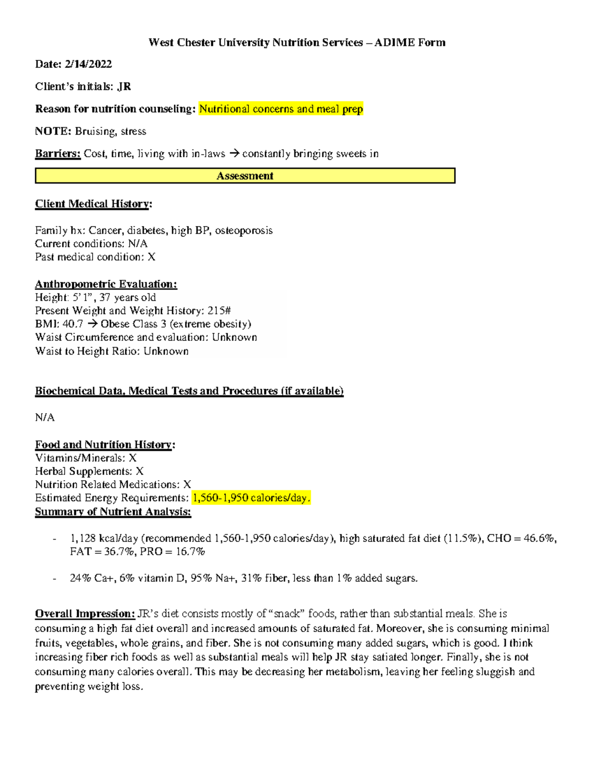 Adime JR - Copy - West Chester University Nutrition Services – ADIME ...