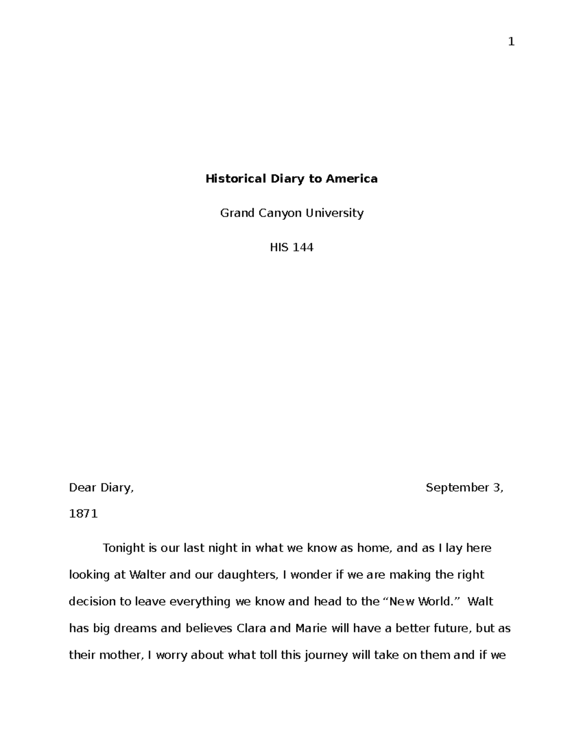 HIS144-Historical Diary - Historical Diary to America Grand Canyon ...
