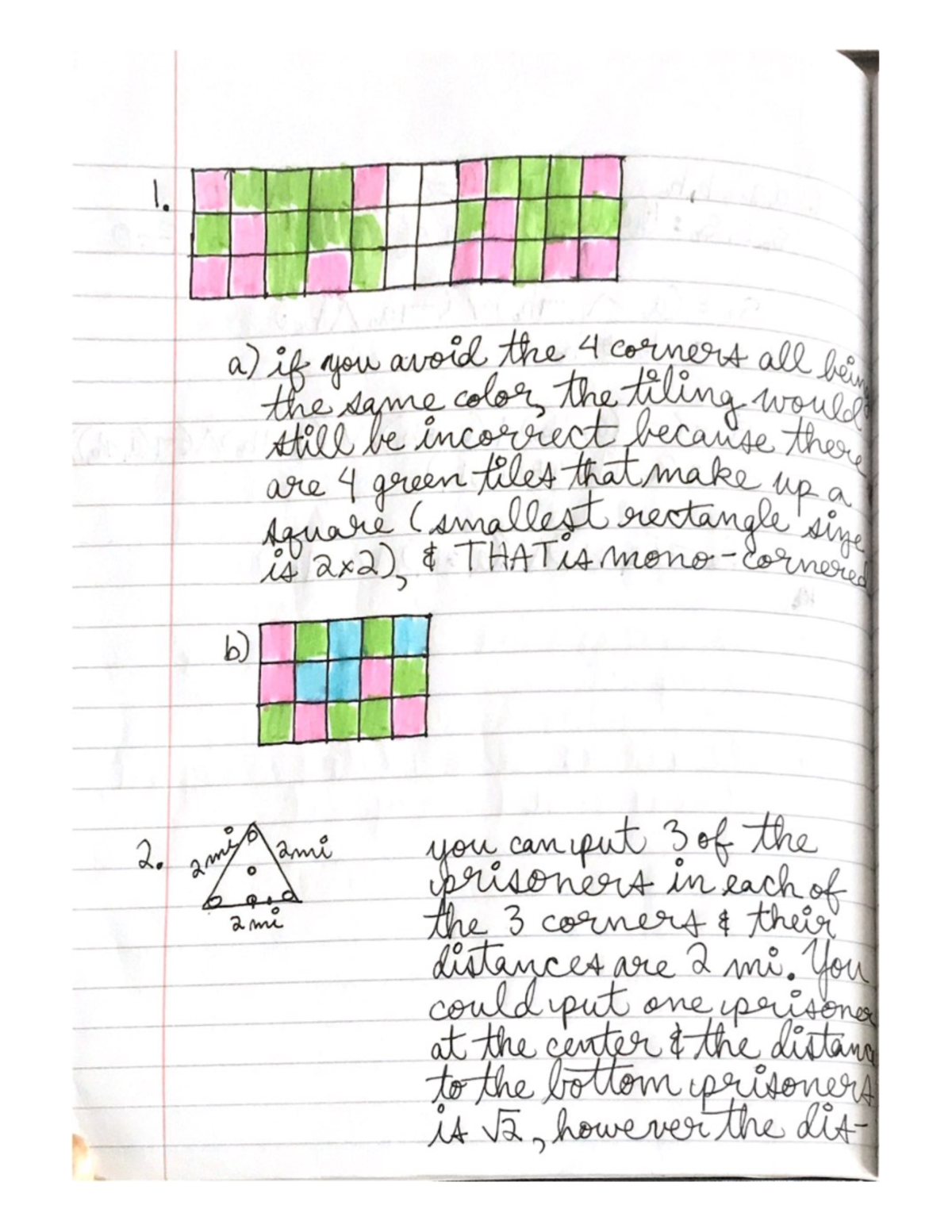 Scanned Documents-2 - Math - 1. a) if you avoid the 4 corners all bein ...