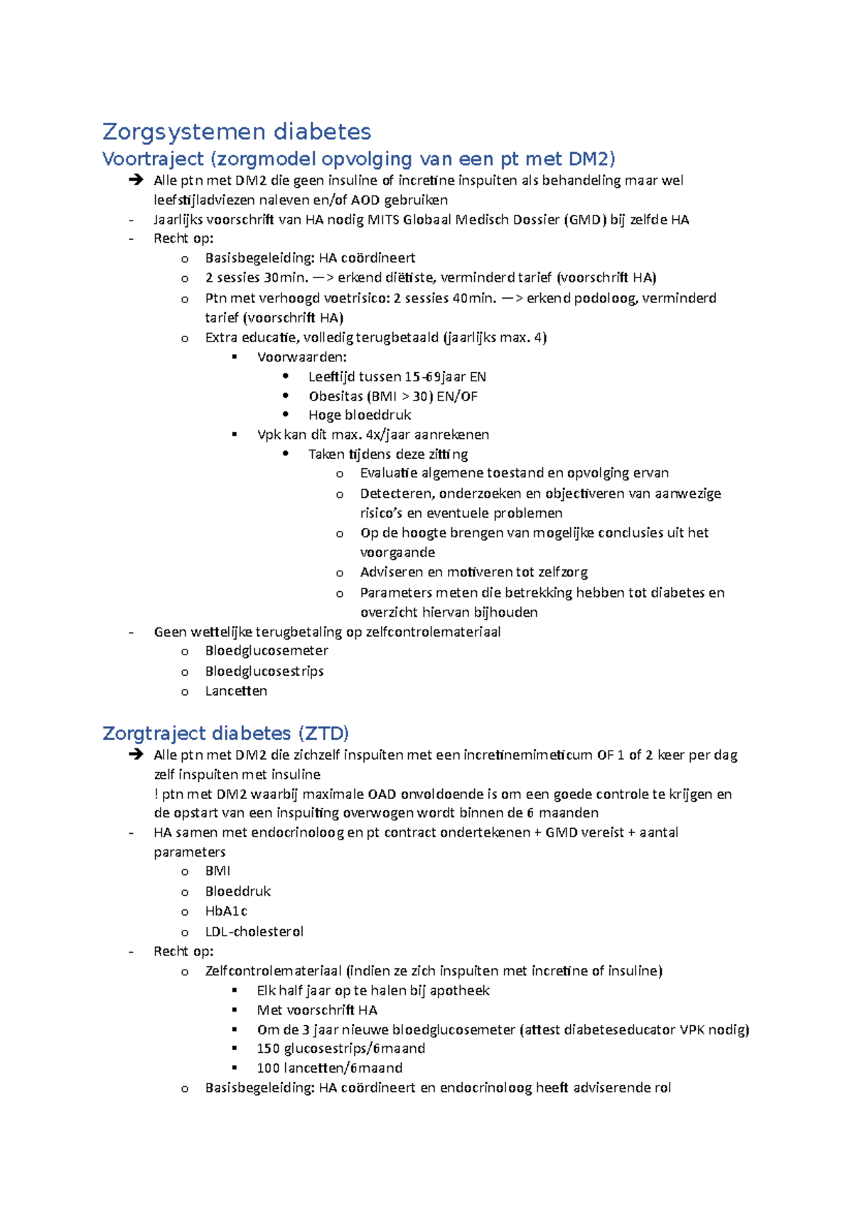 Zorgtrajecten diabetes - Zorgsystemen diabetes Voortraject (zorgmodel ...