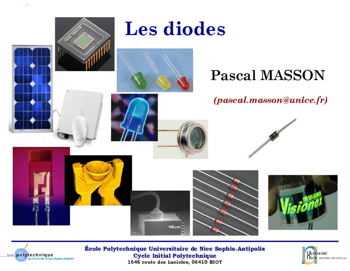 Diodes Cours - Impression - Masson - Pascal MASSON Les diodes 1 Les ...