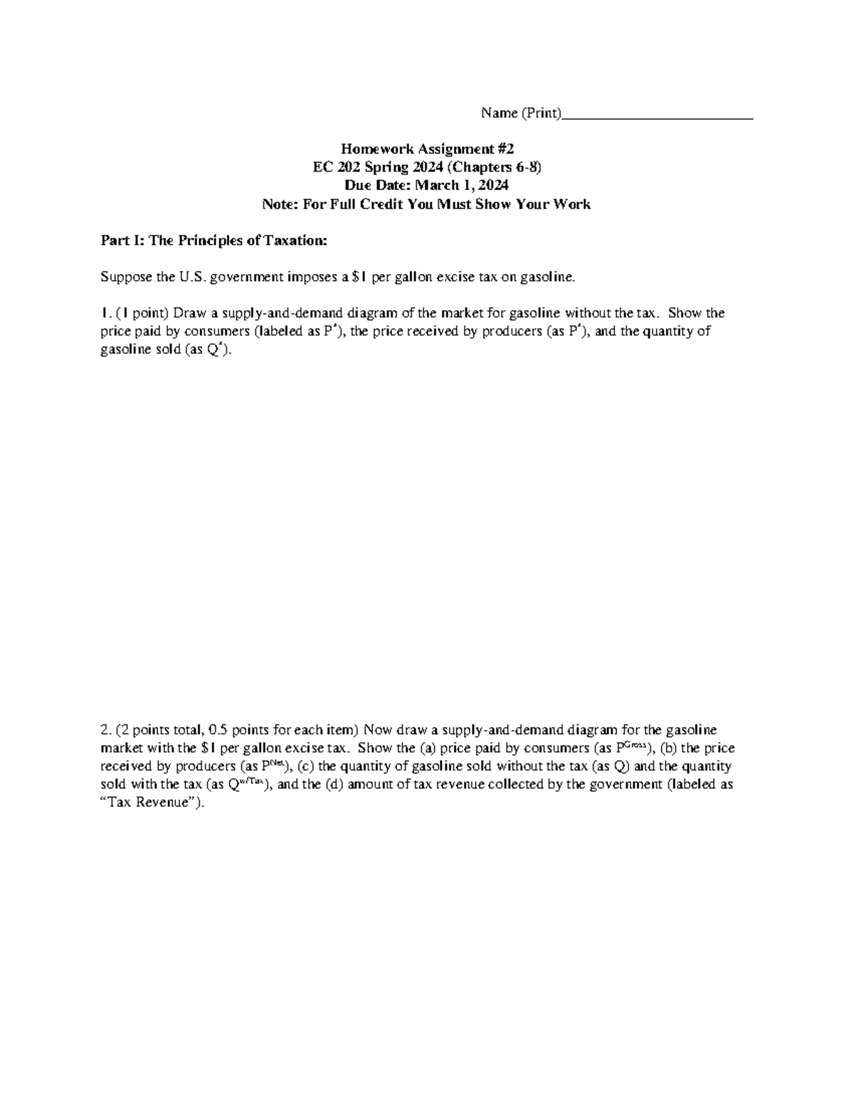 Homework #2 Spring 2024 - Name (Print ...