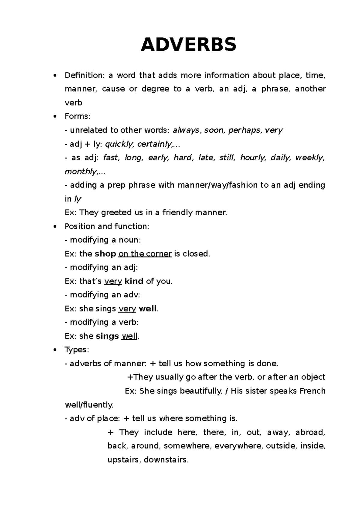 Adverbs What Is An Adverb Useful Grammar Rules List