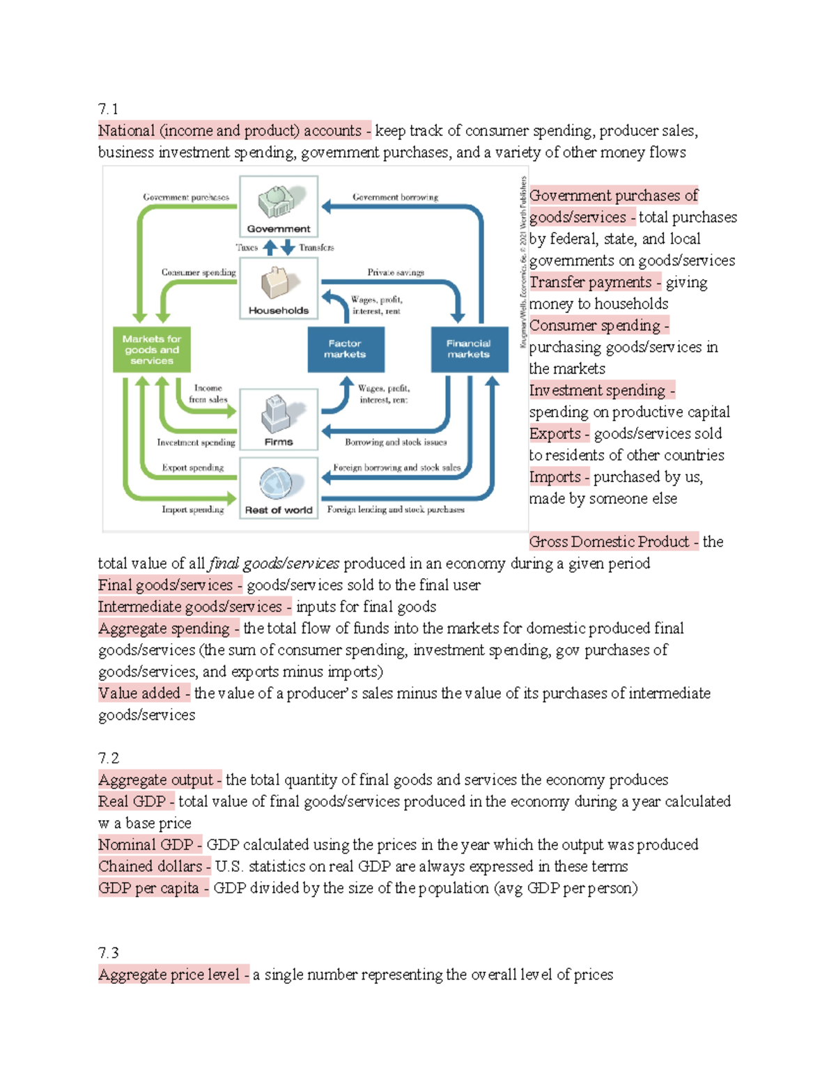ECON Chapter 7 notes - 7. National (income and product) accounts - keep ...