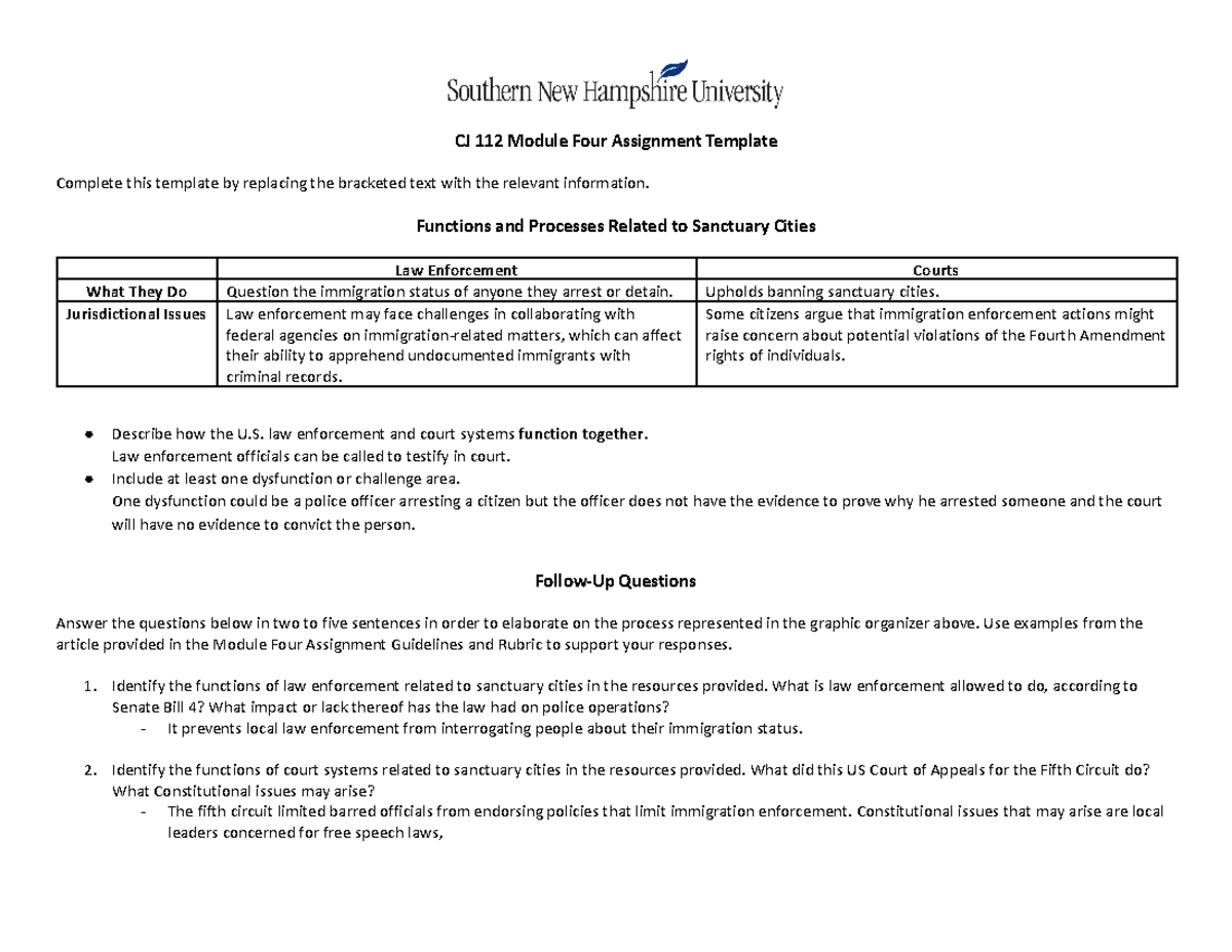 CJ 112 Module Four Assignment Template - CJ 112 Module Four Assignment ...