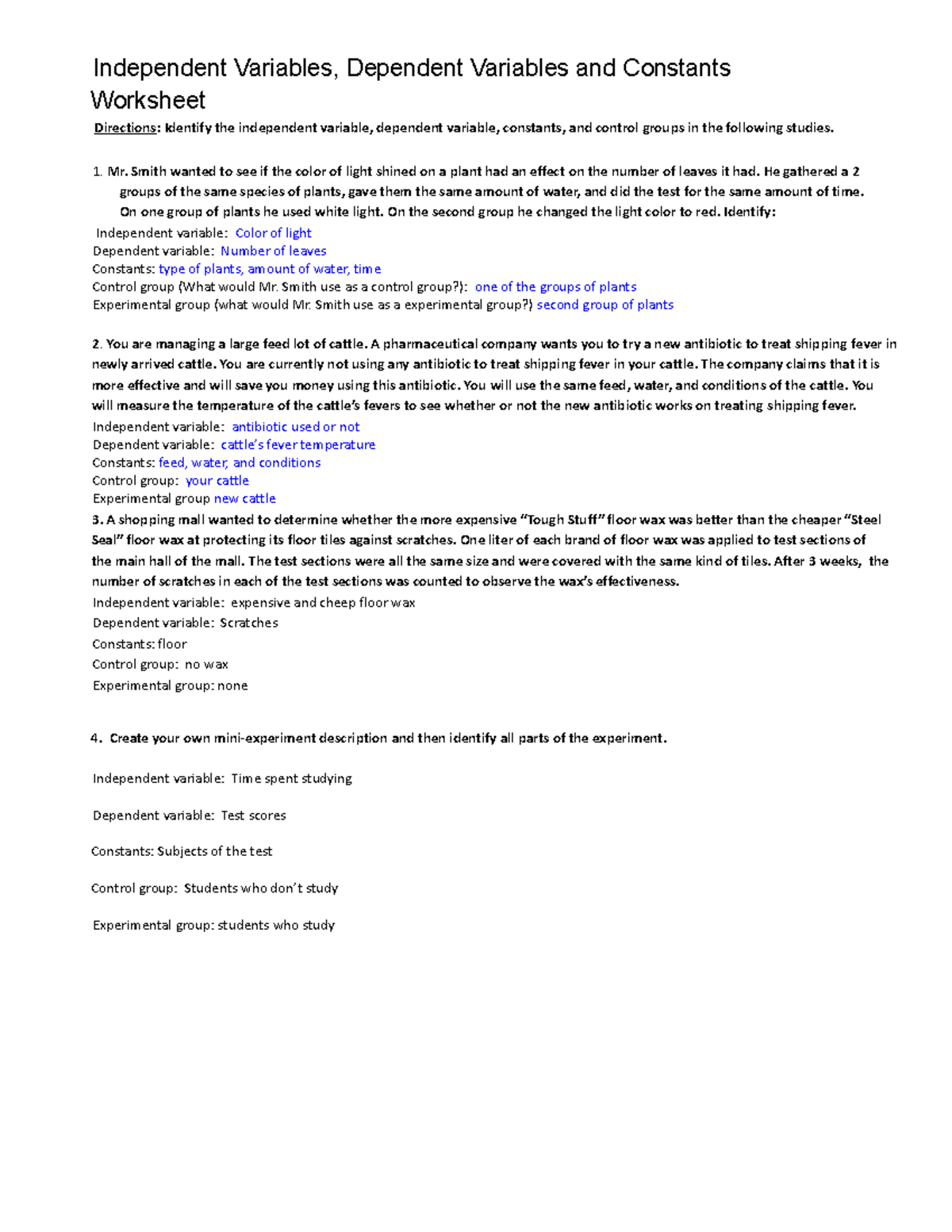 IV DV and Control Prac 1 - ABC - Independent Variables, Dependent ...