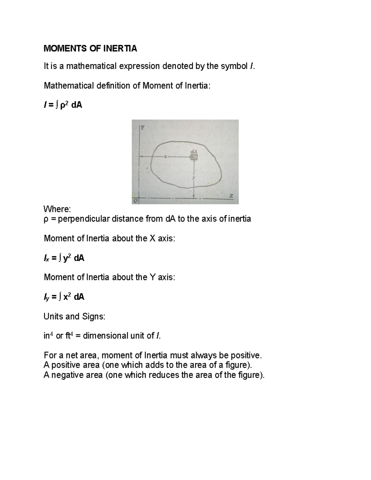 Moments of Inertia - MOMENTS OF INERTIA It is a mathematical expression ...