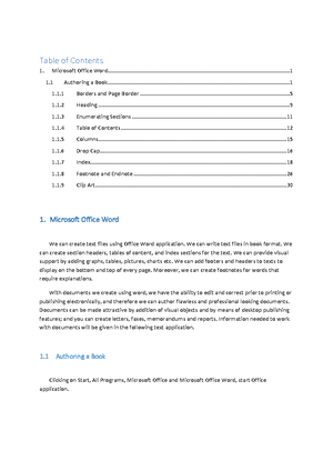 COM 3 - computer for engineriing - Table of Contents 1 Microsoft Office ...