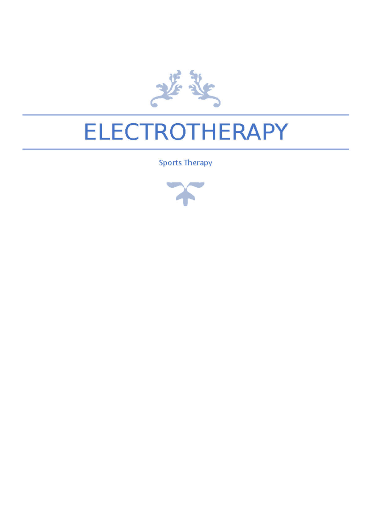 Electrotherapy Notes - ELECTROTHERAPY Sports Therapy Electrotherapy LO1 ...