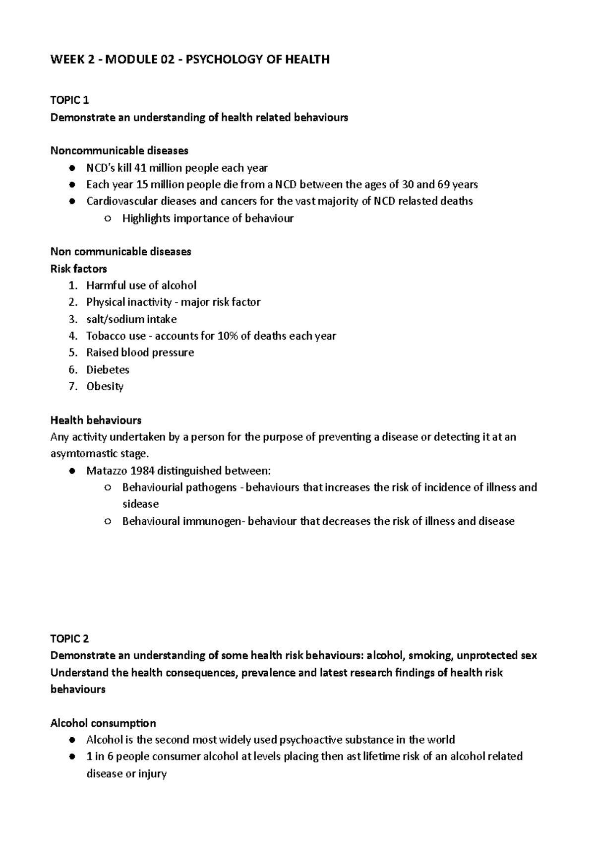 WEEK 2 - Module 02 - Psychology OF Health - WEEK 2 - MODULE 02 ...