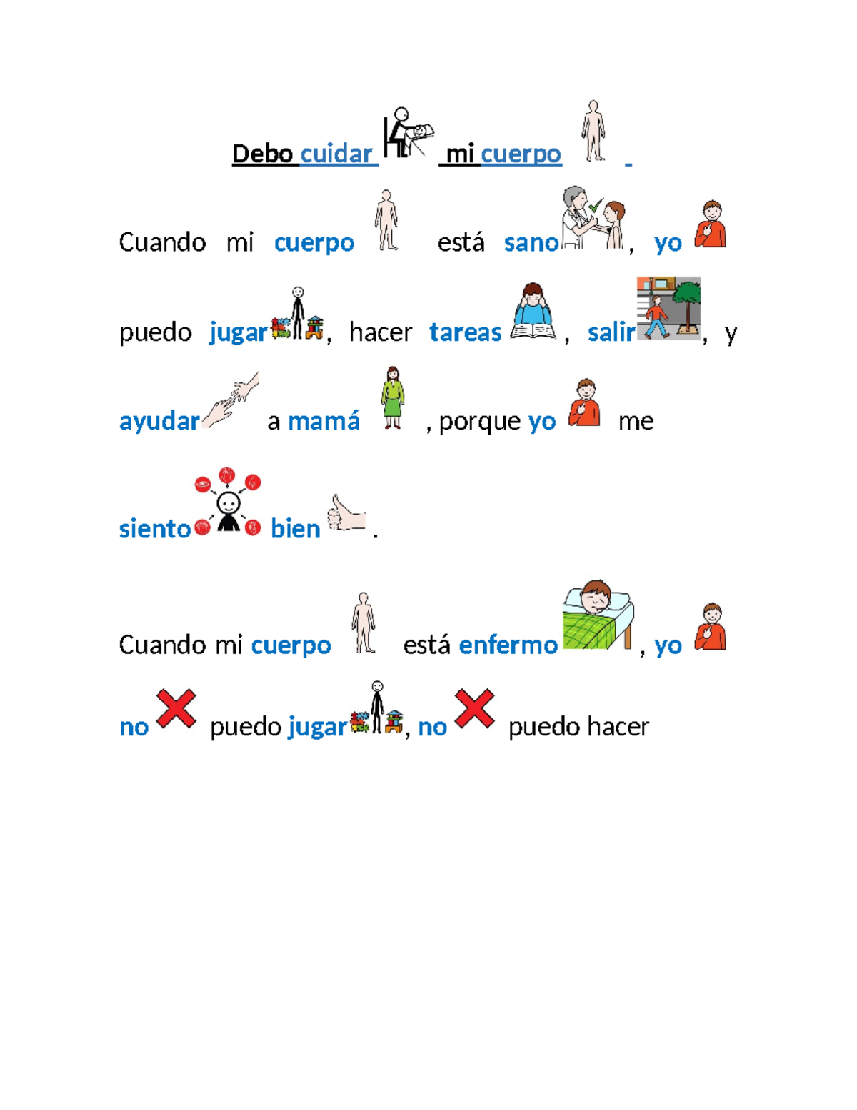 HS - DEBO Cuidar MI Cuerpo - Comunicación y Lenguaje - Debo cuidar mi ...