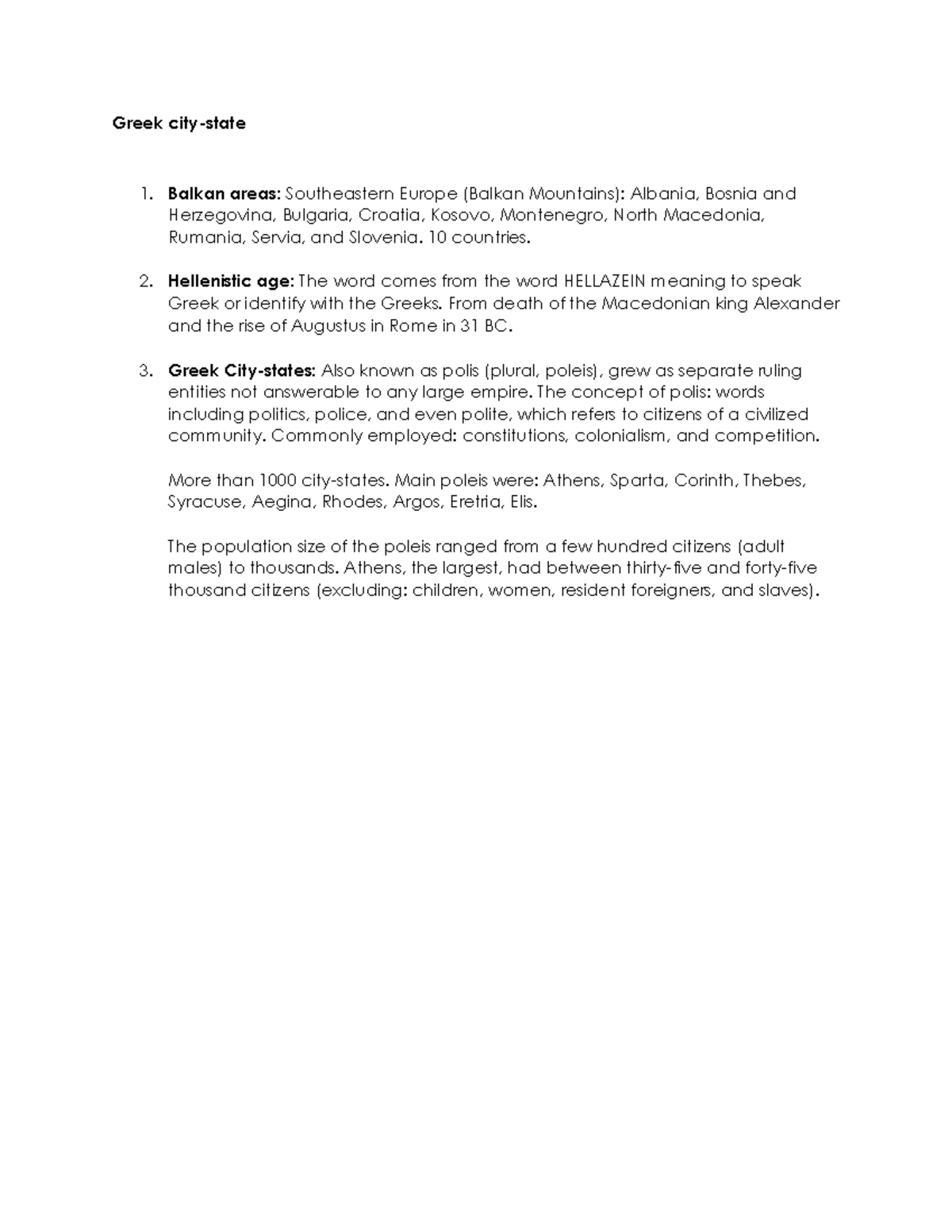 Lecture 11 & 12 - Greek city - Greek city-state 1. Balkan areas ...