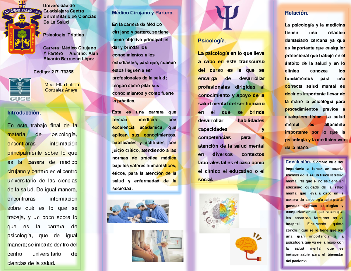 Psicología. Triptico - Universidad de Guadalajara Centro Universitario ...