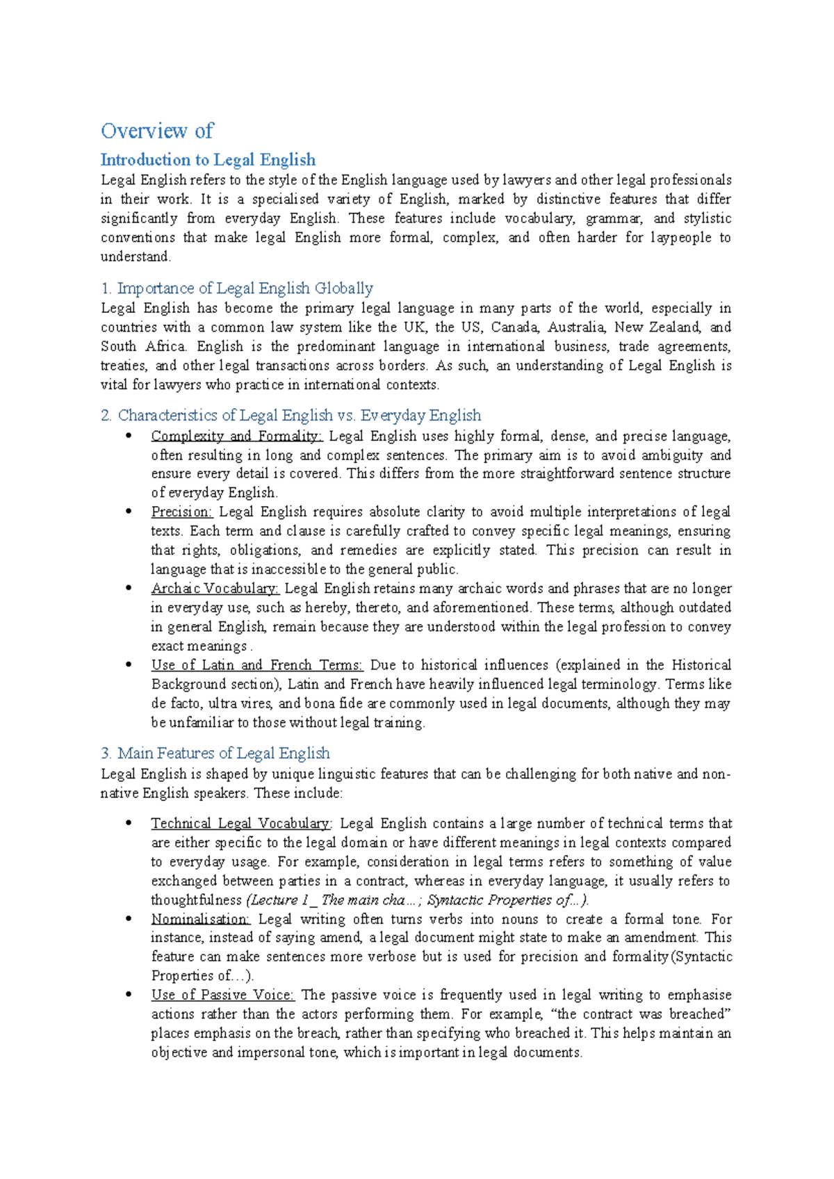 Legal English - Overview of Introduction to Legal English Legal English ...