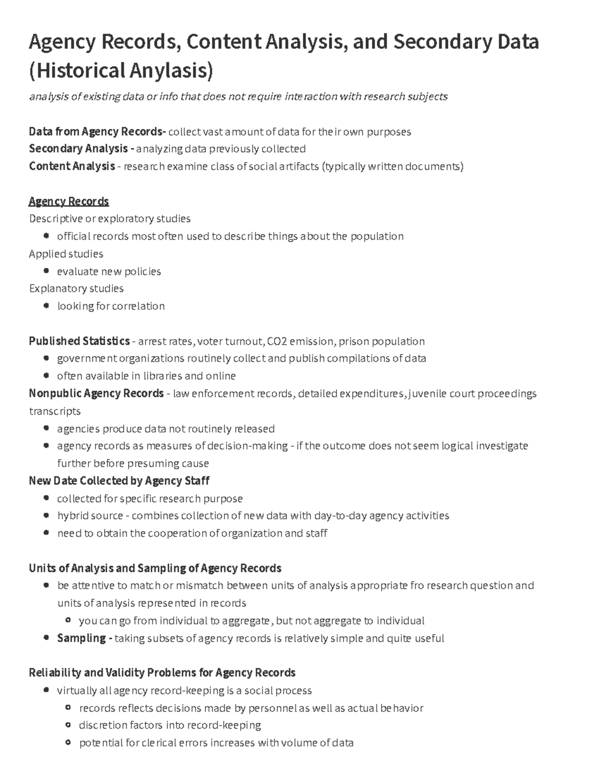 RM - Historical Anylasis - Agency Records, Content Analysis, and ...