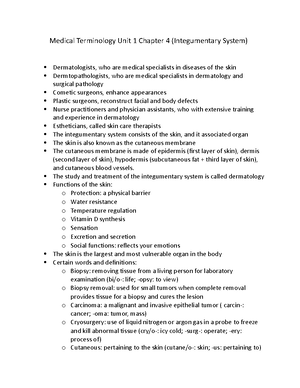 Medical Terminology Unit 1 Chapter 3 - Medical Terminology Unit 1 ...