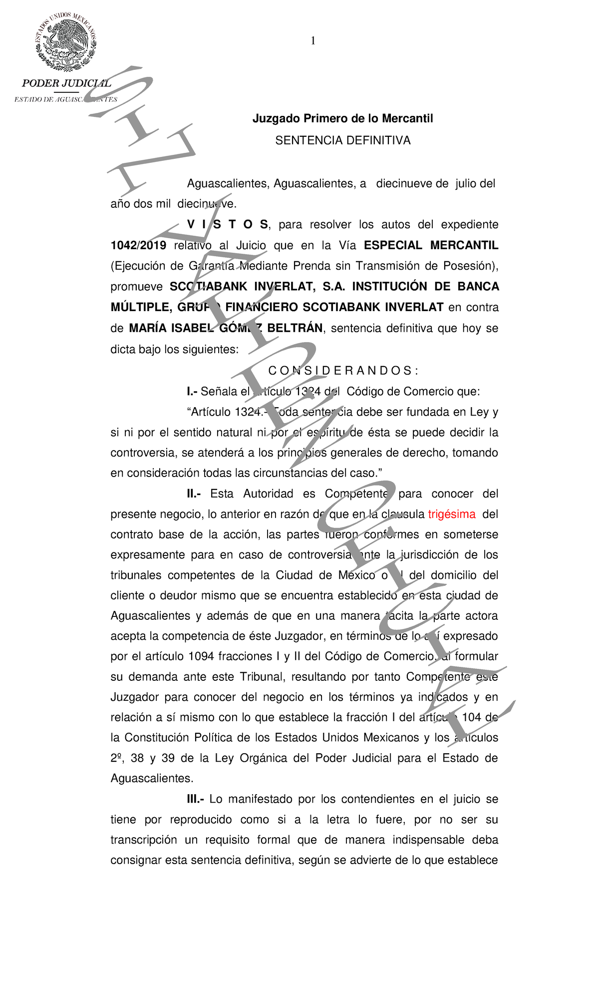 Actividad 1 Especial Mercantil - Juzgado Primero de lo Mercantil ...