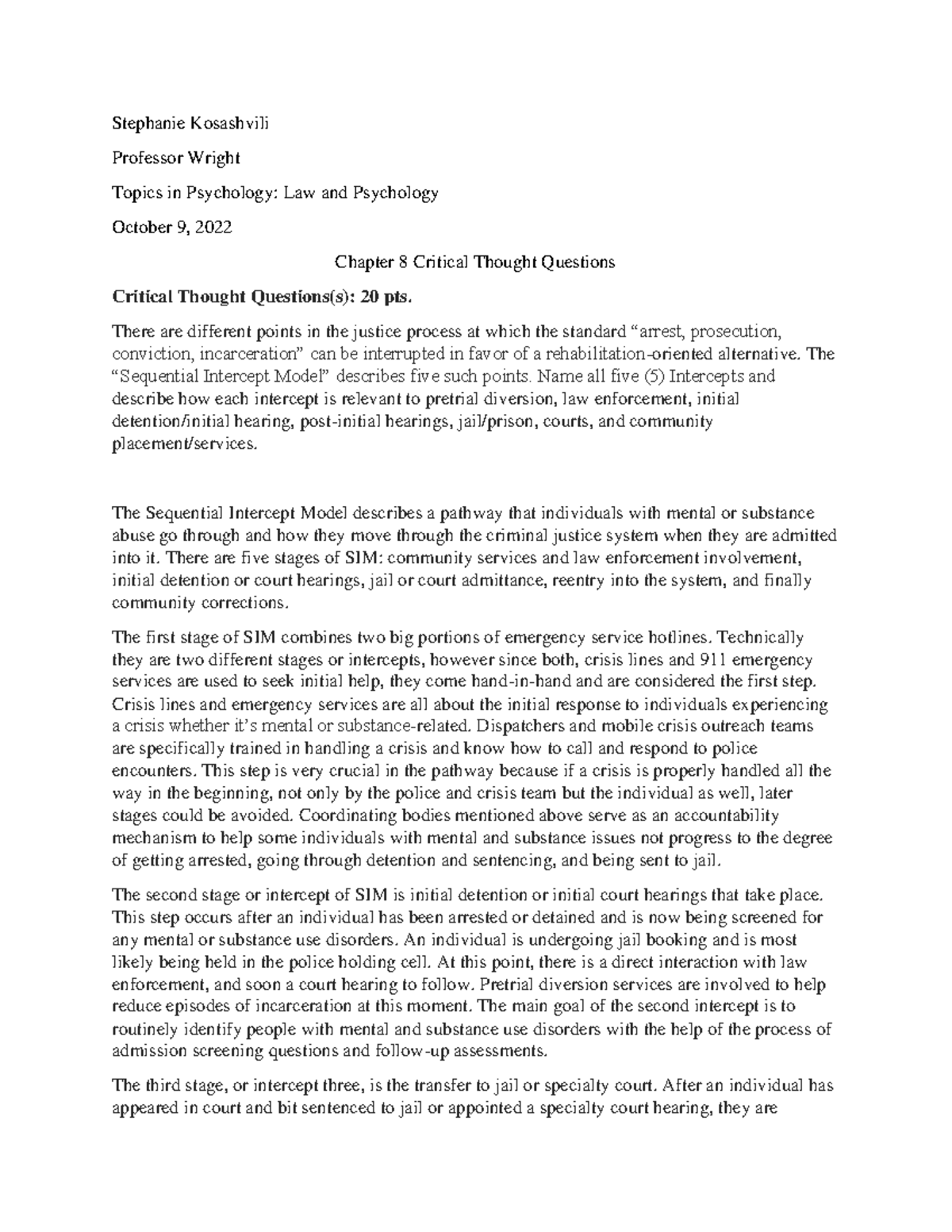 Chapter 8 - Critical Thought Questions - Stephanie Kosashvili Professor ...