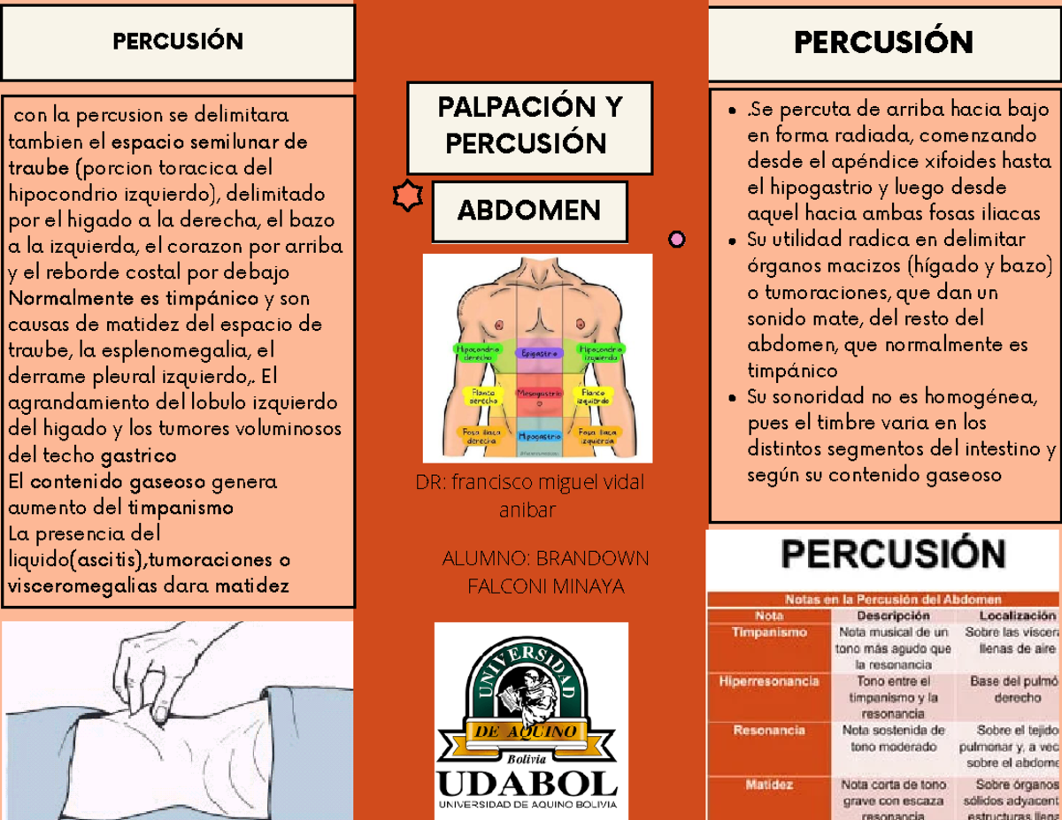 Examen semiologico abdominal semio - PERCUSIÓN PALPACIÓN Y PERCUSIÓN ...