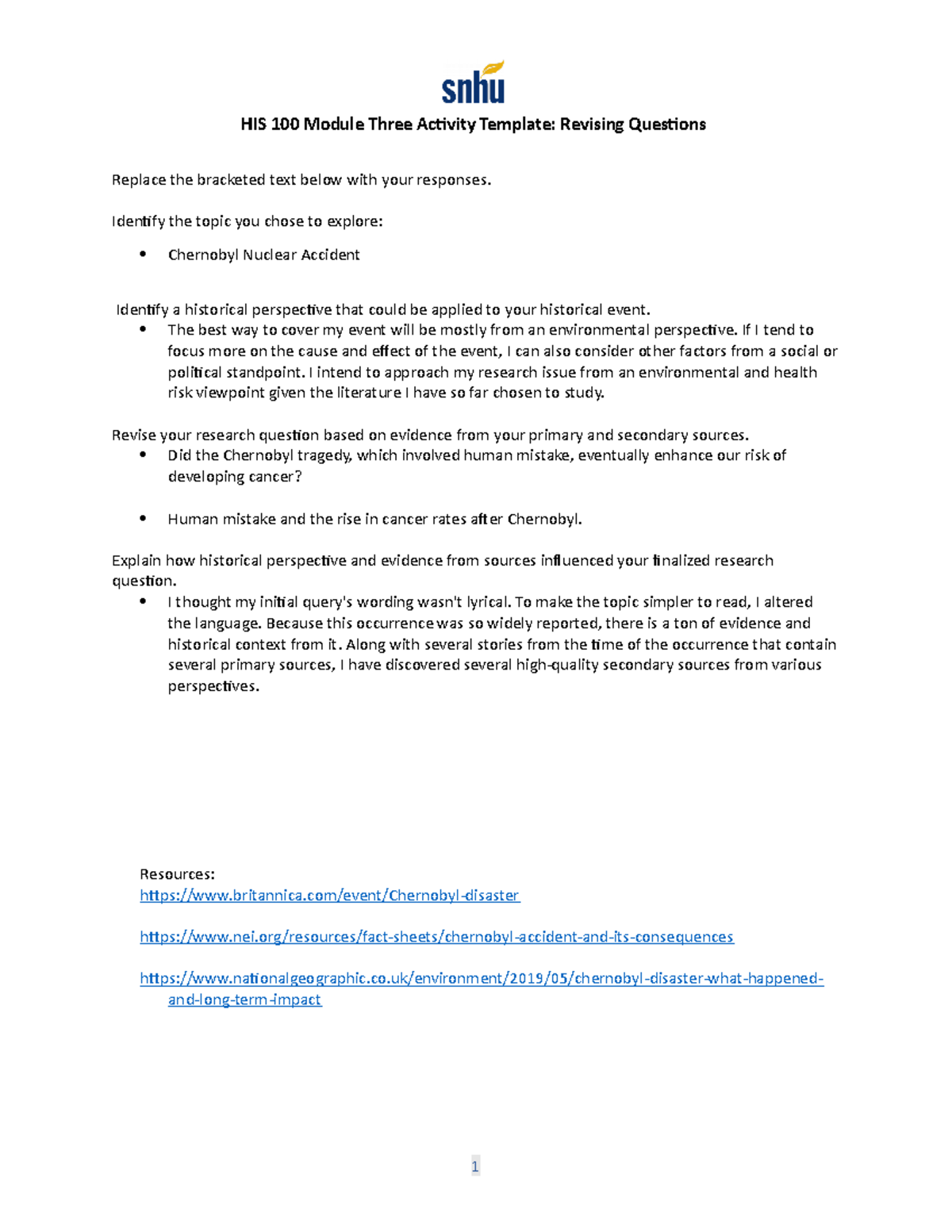 HIS 100 Module Three Activity Revising Questions Template Evette 1 ...