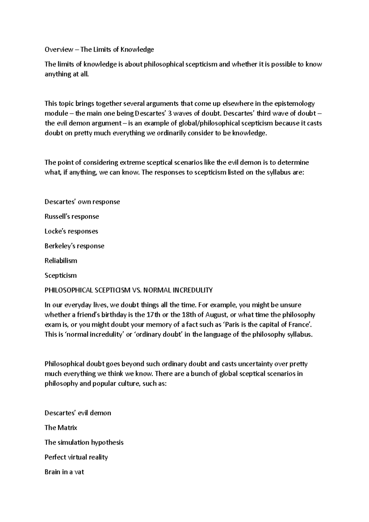 The limits of knowledge part 1 - A222 - OU - Studocu