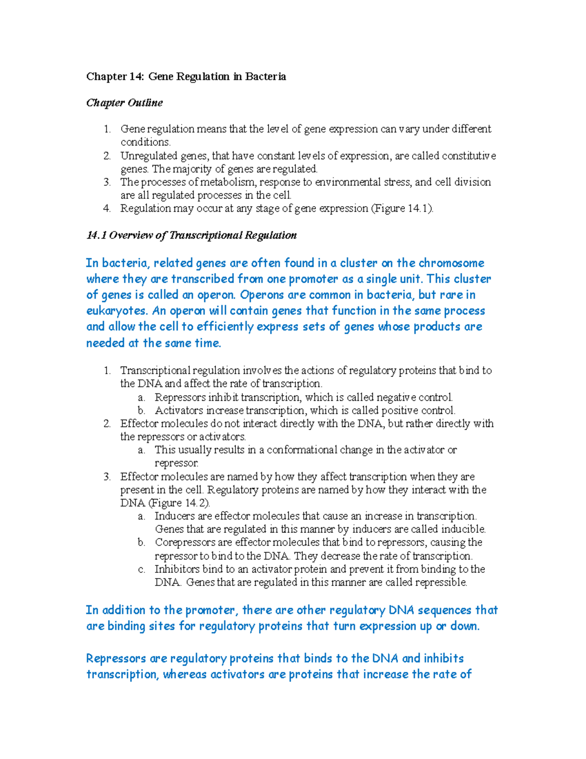 Chapter 14 - Study Guide - Chapter 14: Gene Regulation in Bacteria ...